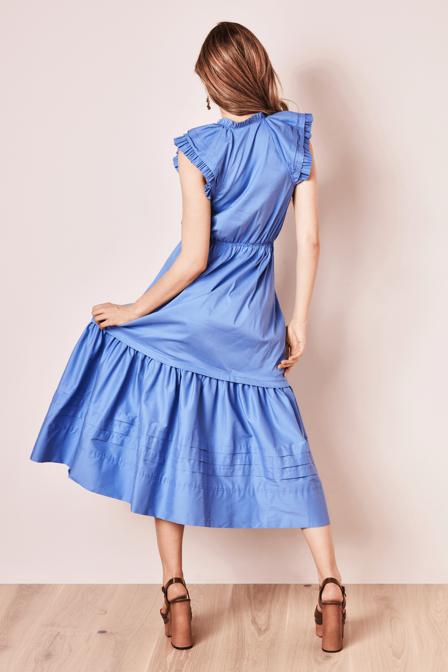 CLAIRE LUISE® Airy dress with cap sleeve in blue